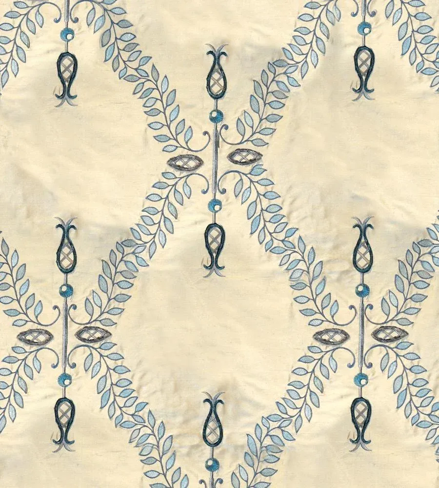 Sample - The House of Scalamandré White Hall Fabric, Lapis | Chairish