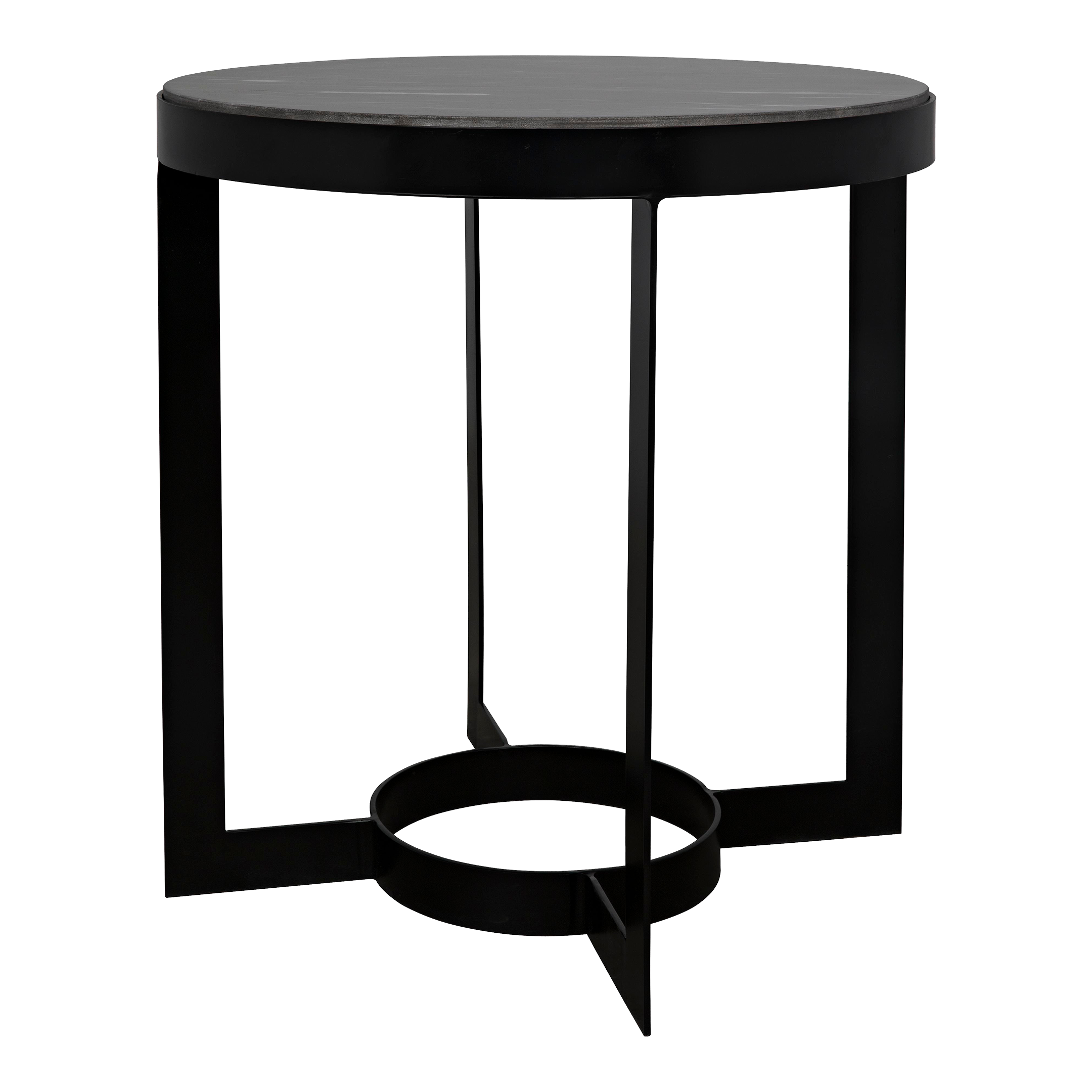 Parker Side Table in Black Metal with Marble | Chairish