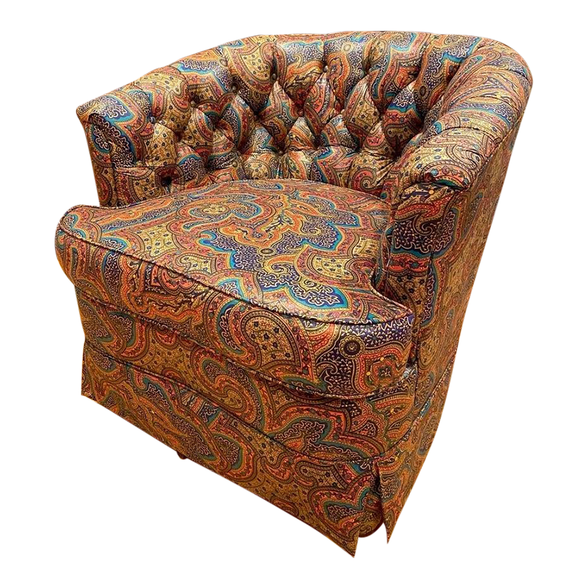 1970s Castro Convertibles Barrel Swivel Chair | Chairish