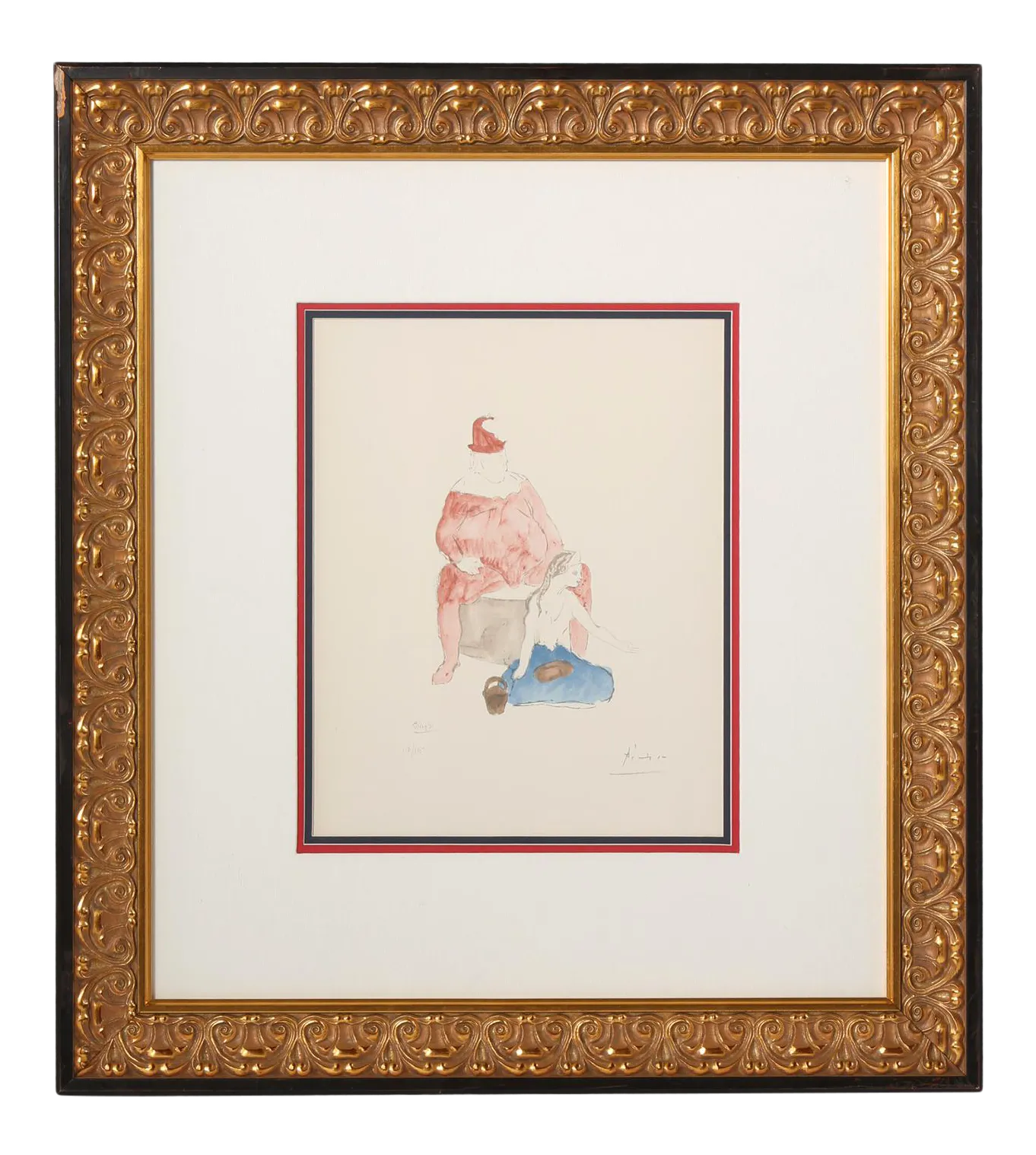 Giltwood Framed "Mujer Con Mono" Picasso Lithograph | Chairish