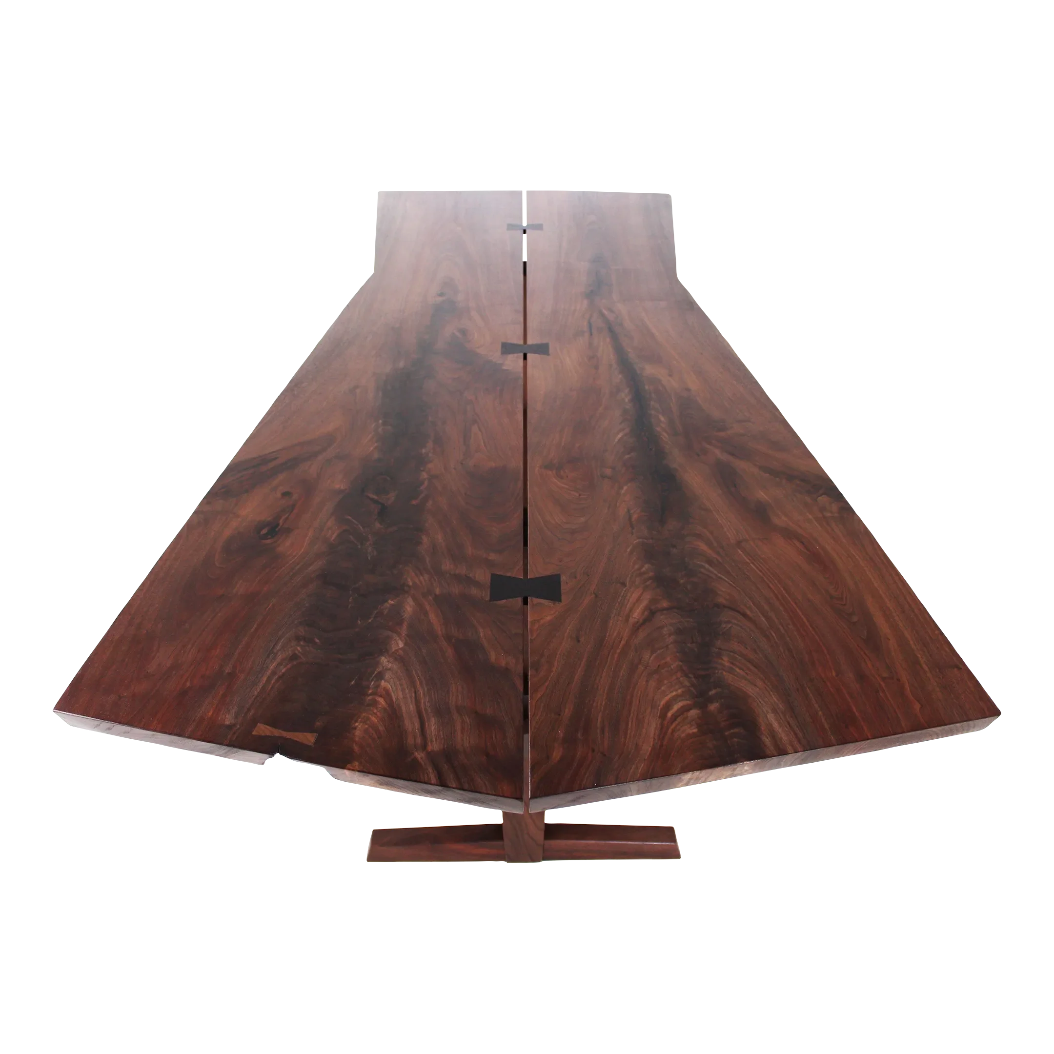 Bookmatched Walnut Slab Knockdown Trestle Dining Table Mid Century ...