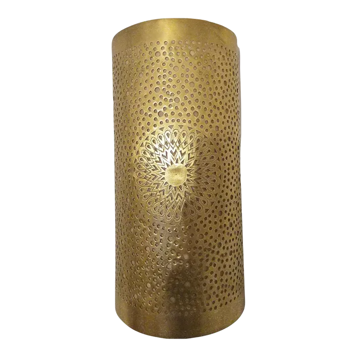 21st Century Moroccan Brass Embossed Wall Lamp | Chairish