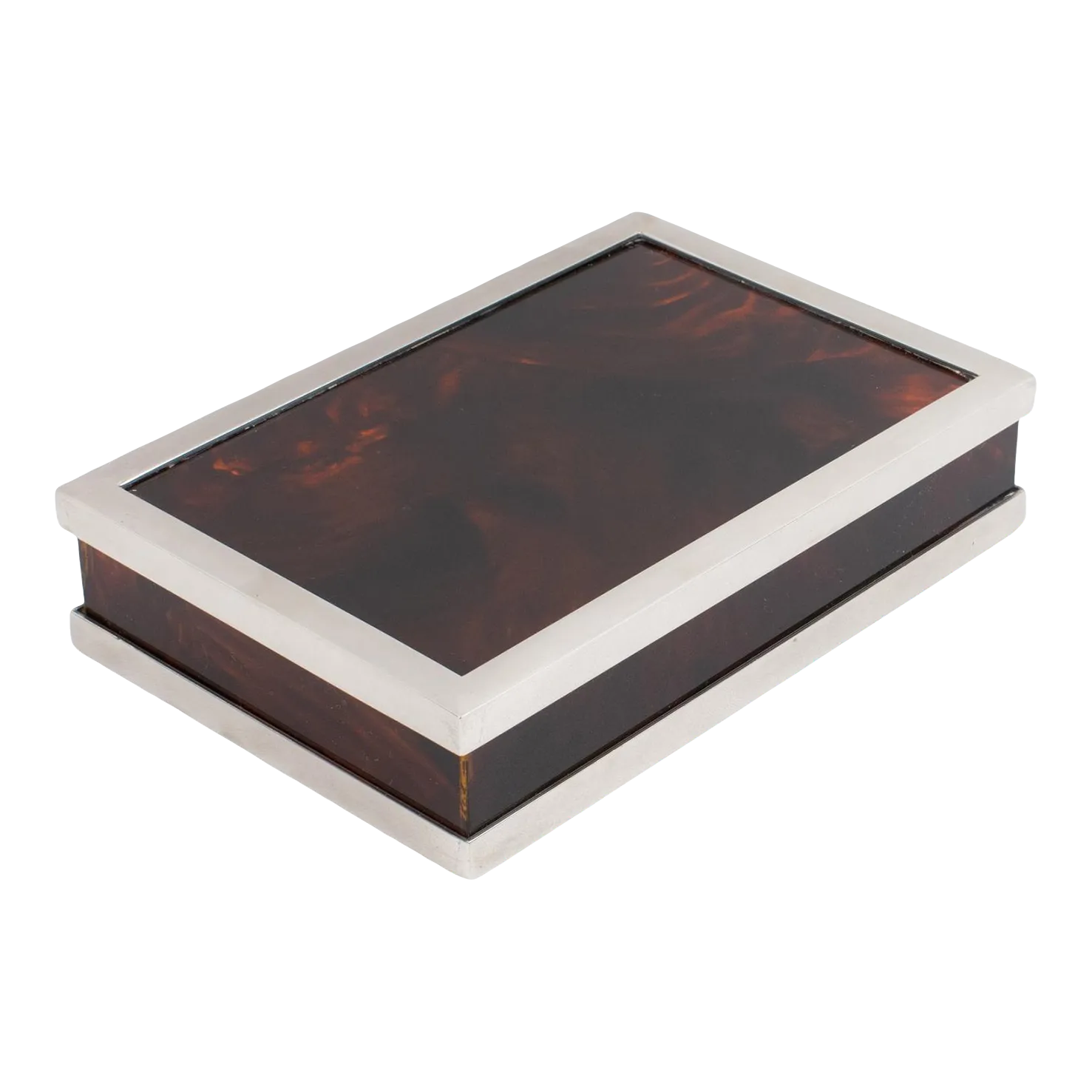 Maison Mercier Paris, Tortoiseshell Lucite and Chrome Box, 1970s | Chairish