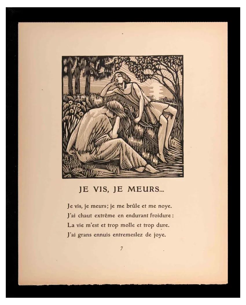Raphael Drouart, Je Vis, Je Meurs, Original Woodcut Print, 20th-Century ...