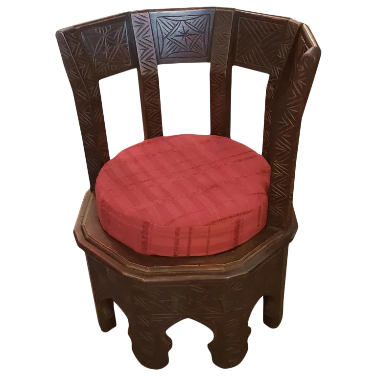 Moroccan Handmade Cedar Wooden King Chair | Chairish
