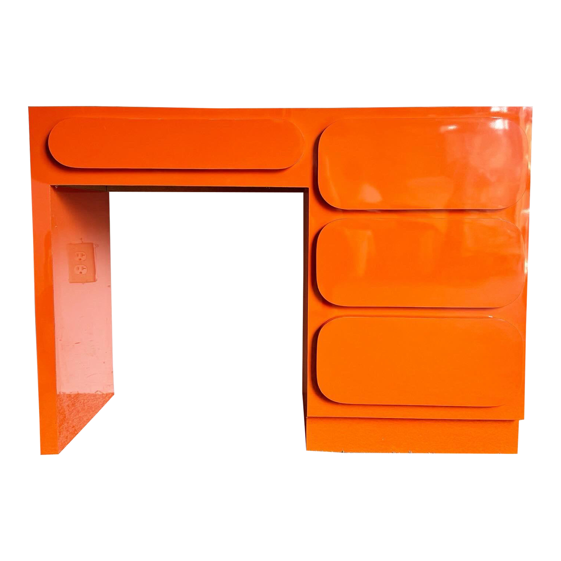 Postmodern Orange Lacquer Laminate Writing Desk | Chairish