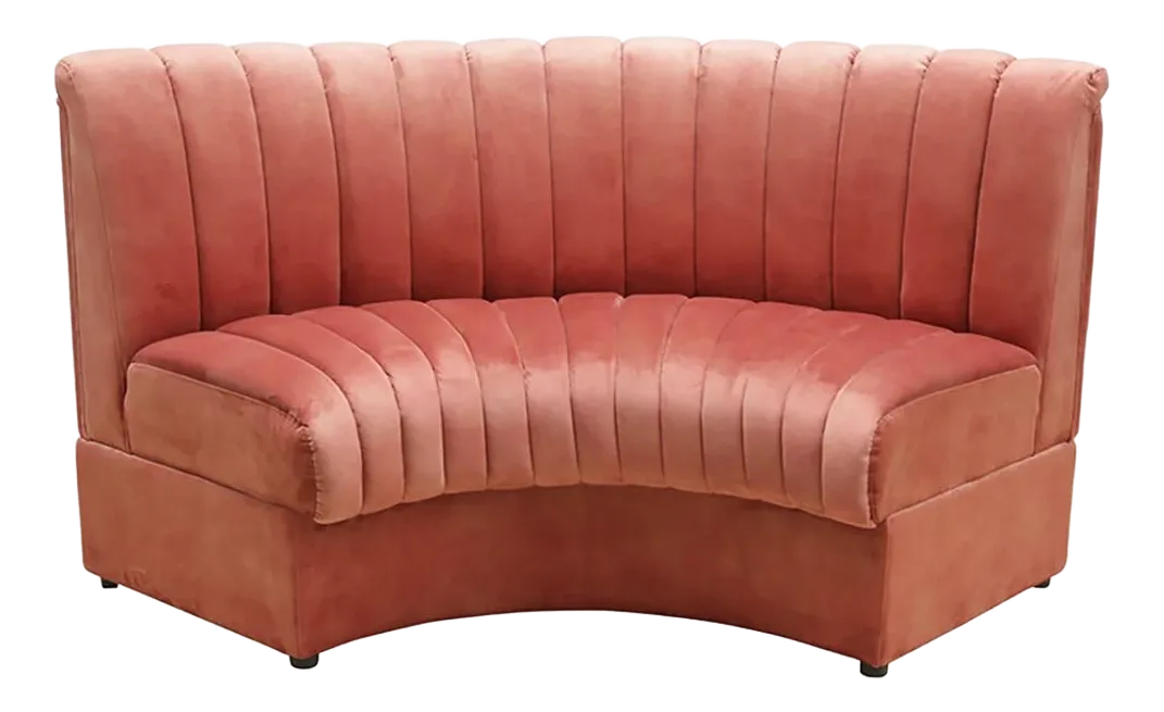 Matthew Izzo Home Curved Velvet Banquet Seating Modular Piece | Chairish