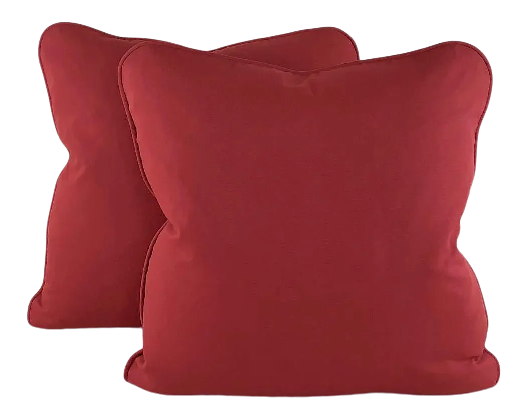 P Kaufmann Waverly Ruby Red Solid Cotton Pillow Covers - a Pair | Chairish