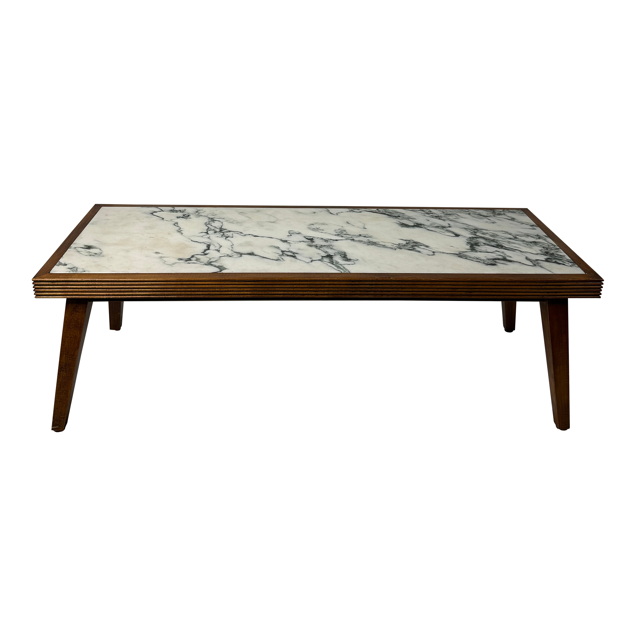 Mid-Century Splayed Leg Inset Marble Coffee Table | Chairish