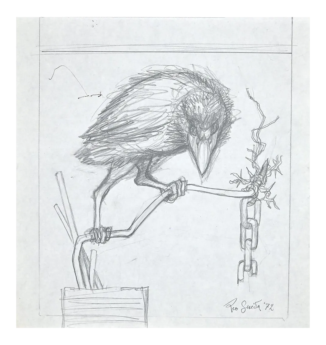 Leo Guida, The Crow, Original Pencil Drawing, 1972 | Chairish