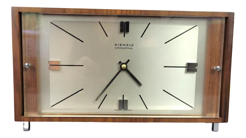 German Table Clock in Silver from Kienzle International, 1950s | Chairish