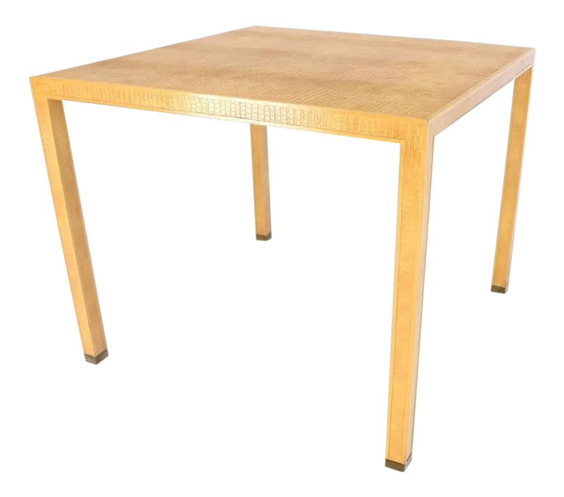 Faux Alligator Crocodile Snake Skin Square Dining Game Table Brass Feet ...