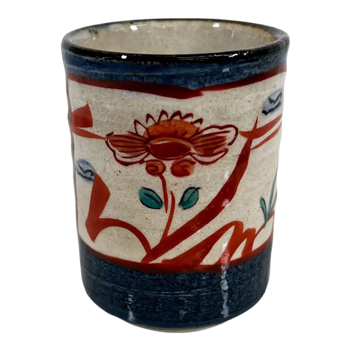 1960s Asian Art Pottery Decorative Oriental Modern Flower Cup | Chairish