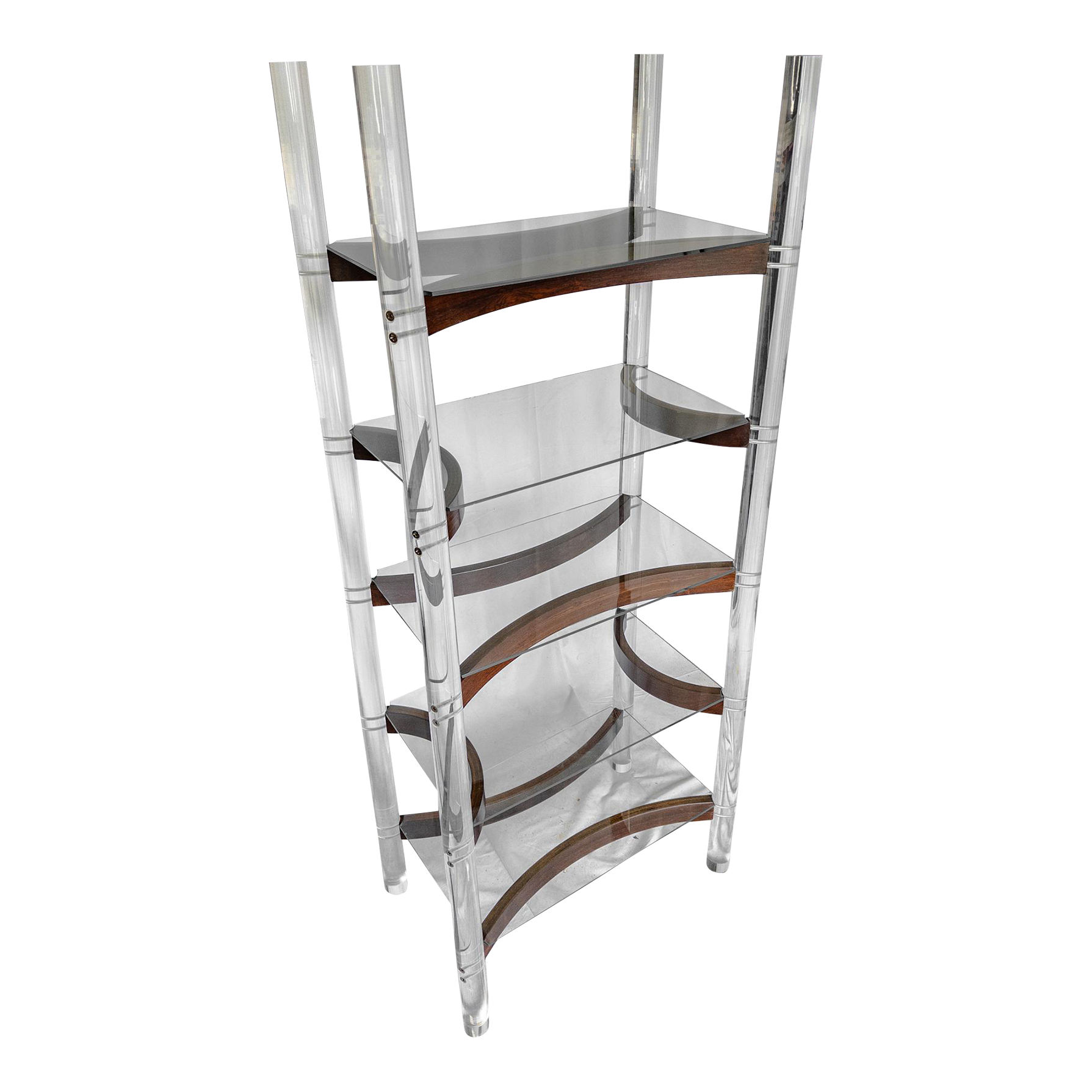 Vintage Lucite and Glass 5 Tier Display Shelf | Chairish