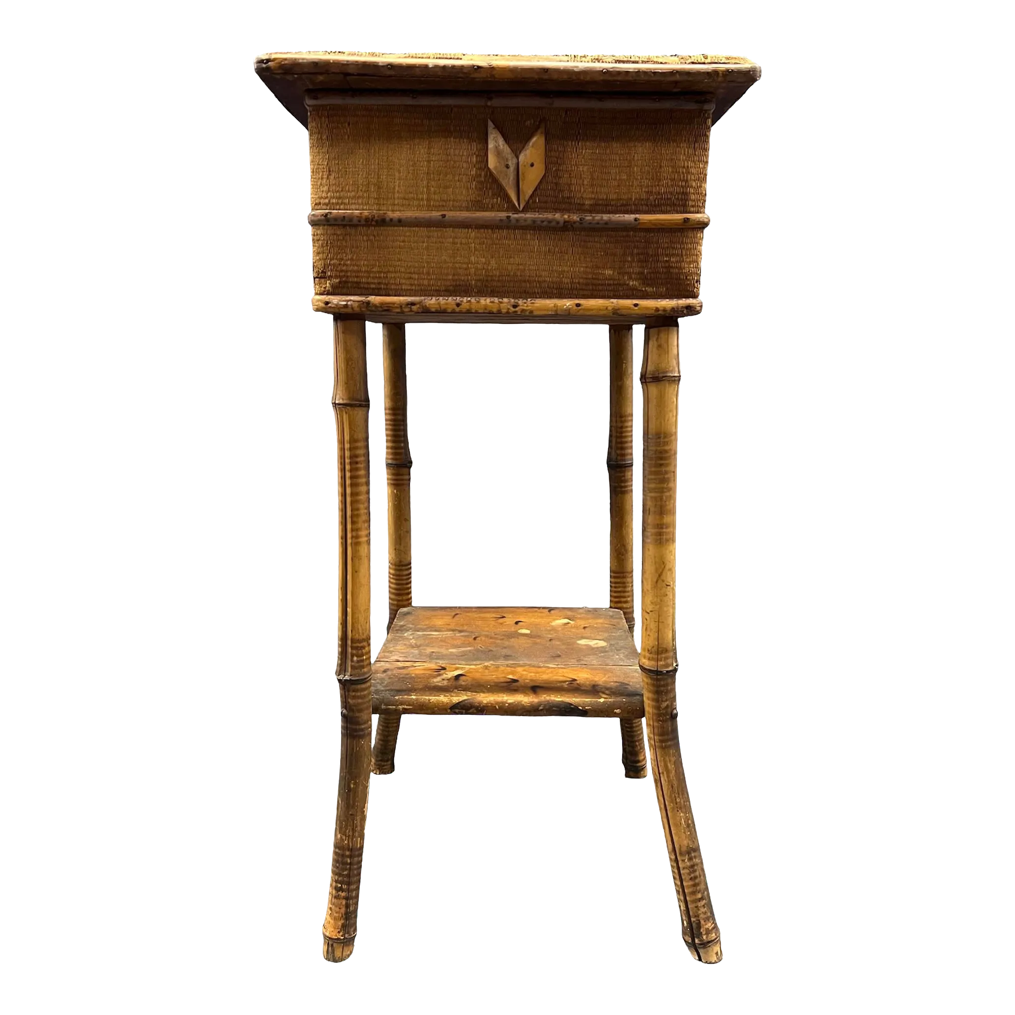 19th Century English Bamboo Sewing Box Side Table | Chairish