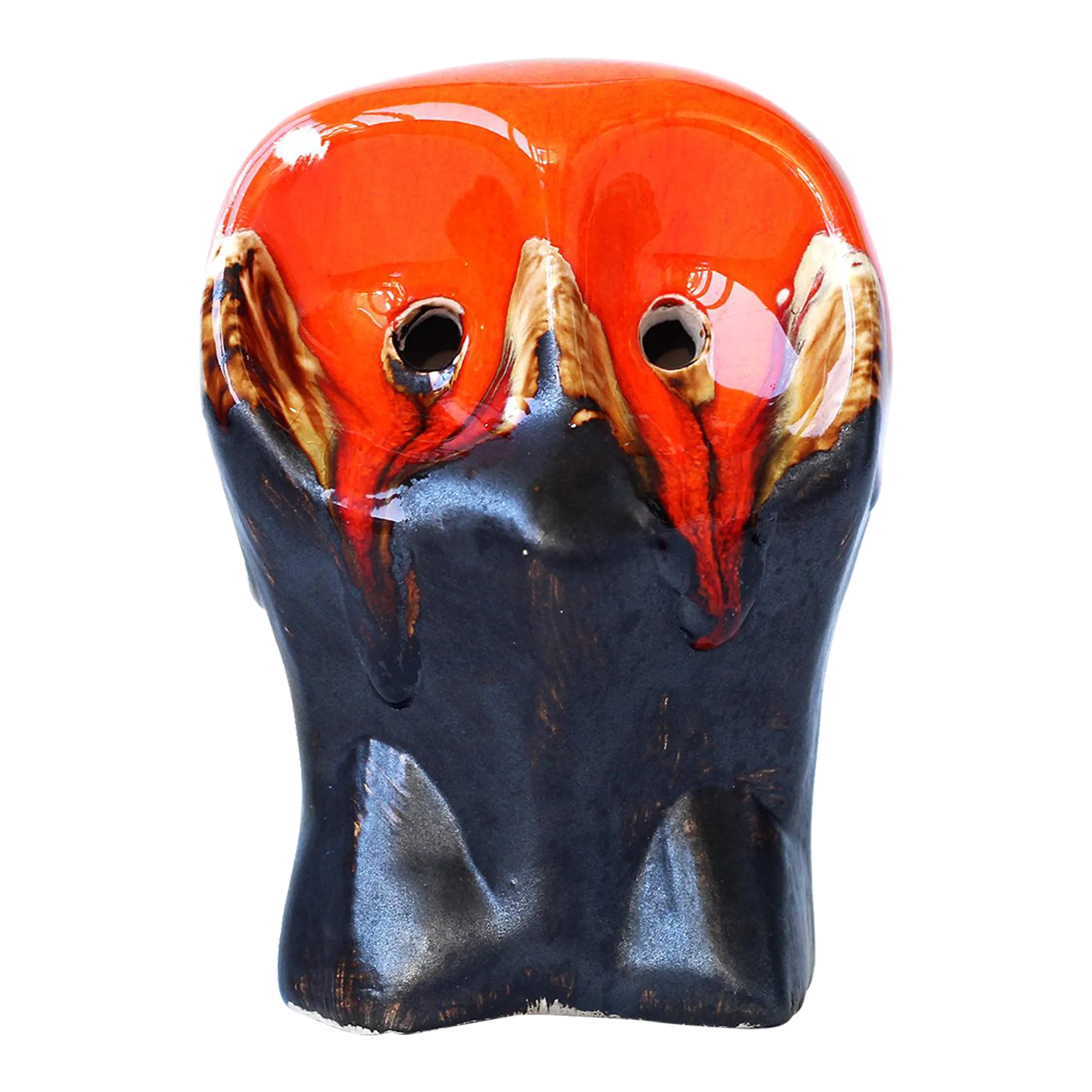 Vintage Eric Leaper Studio Hot Lava Ceramic Owl Figurine | Chairish