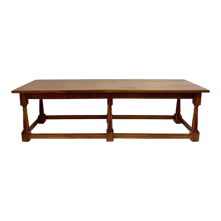 Extra Long Refectory Style Continental Walnut Table | Chairish