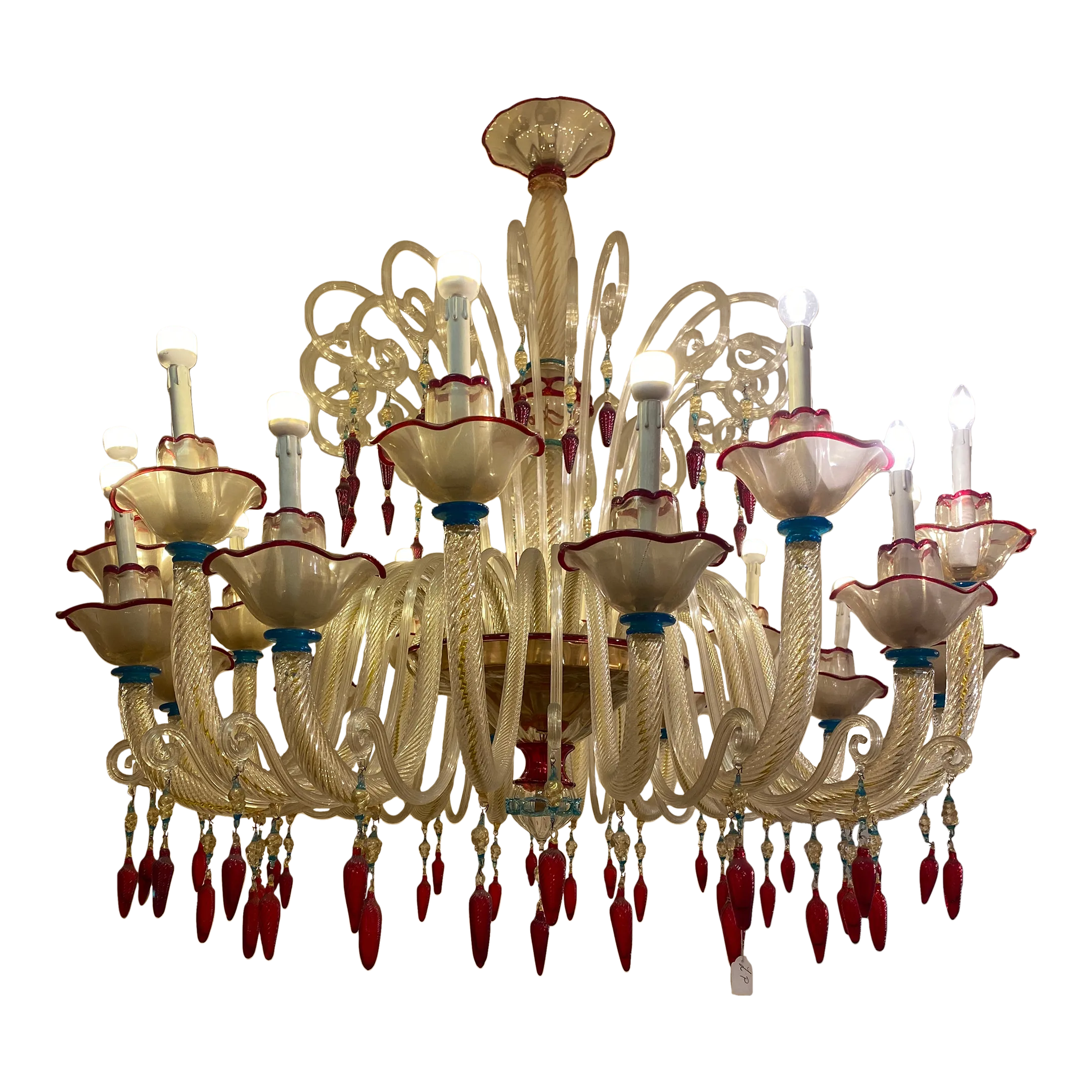 1970s Italian Chandelier Style Murano Glass Multicolors With Flowers ...