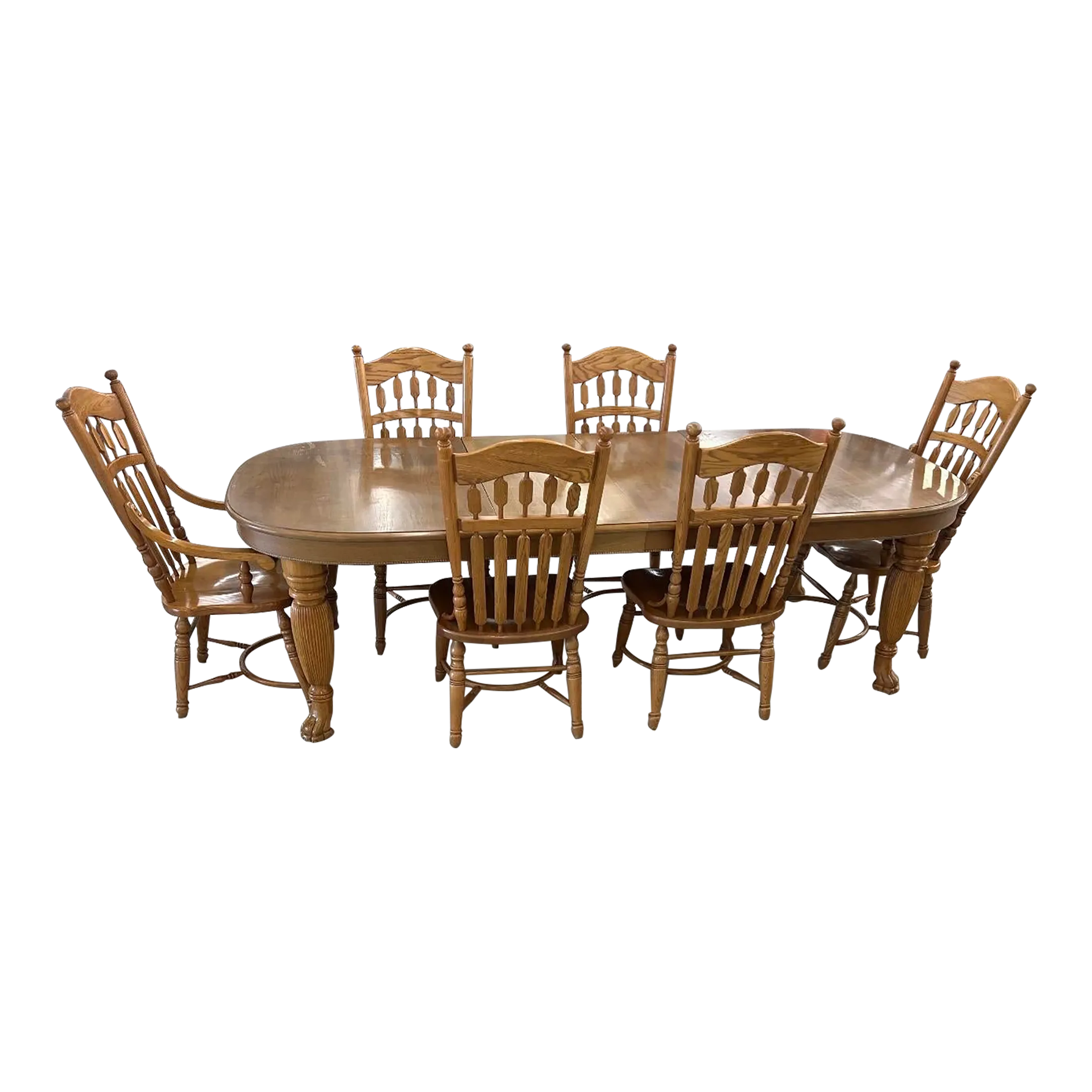 1970s Virginia House Oak Dining Set of 7 | Chairish