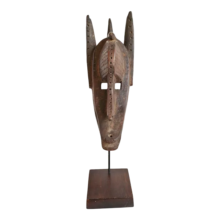 Antique Bamana Hyena Mask on Stand | Chairish