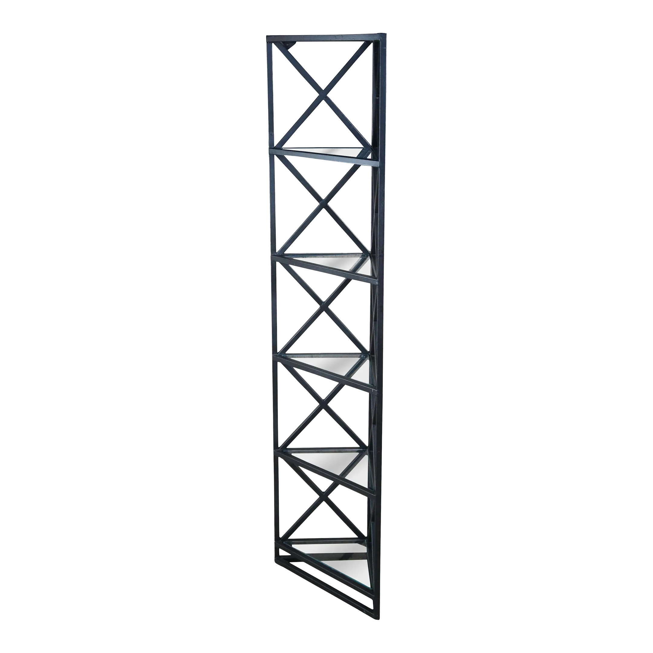 Late 20th Century Art Deco Style Geometric Metal & Glass Triangular ...