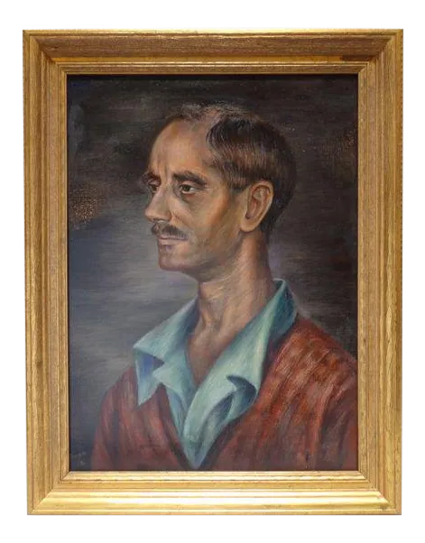 1940s Vintage Burr Singer Portrait of a Man Painting | Chairish