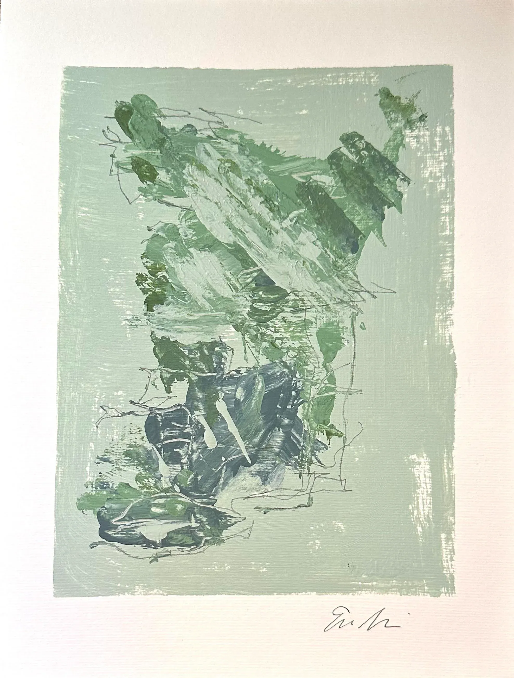 Erin Simon Original "Edges (Green)" Abstract Acrylic Painting | Chairish