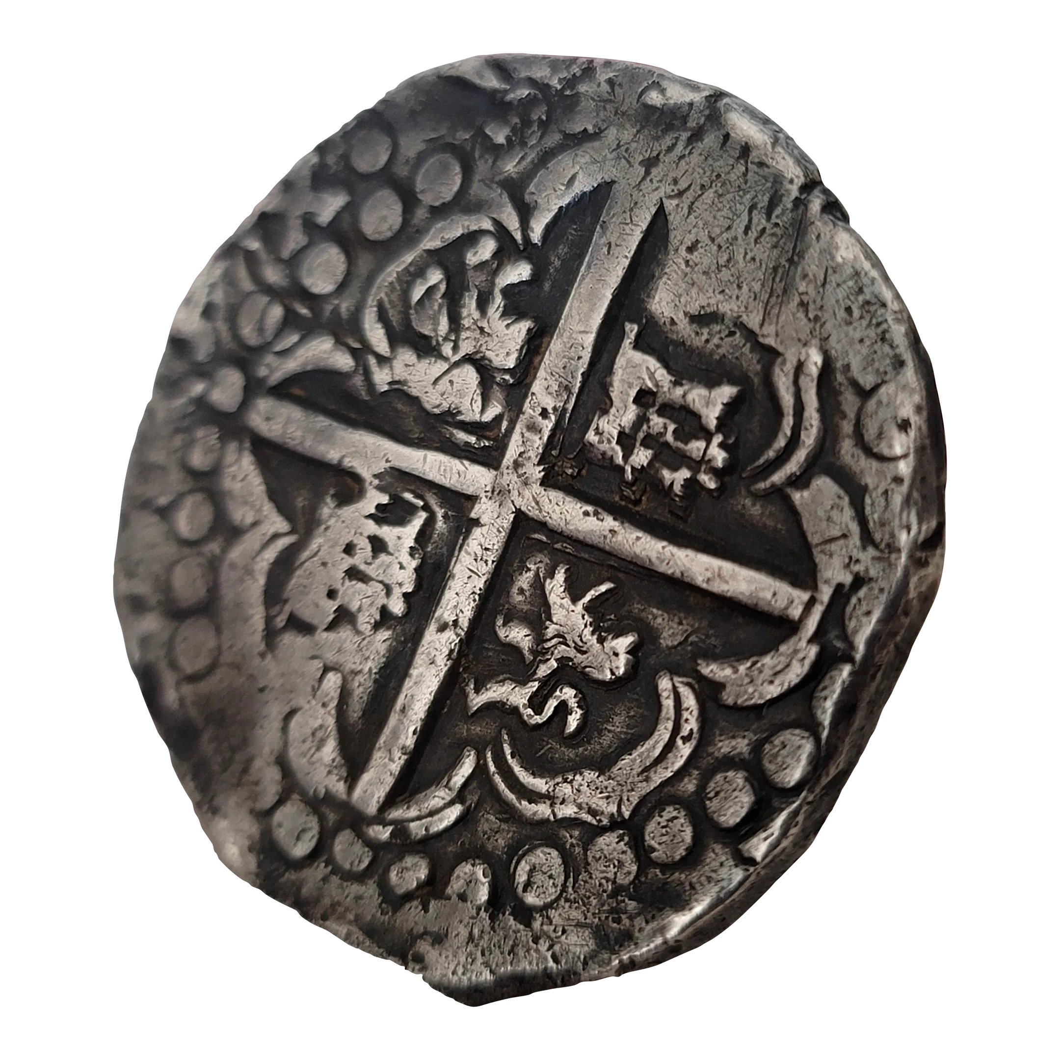 Spanish 8 Reales Silver Cob Coin -17th Century Shipwreck | Chairish