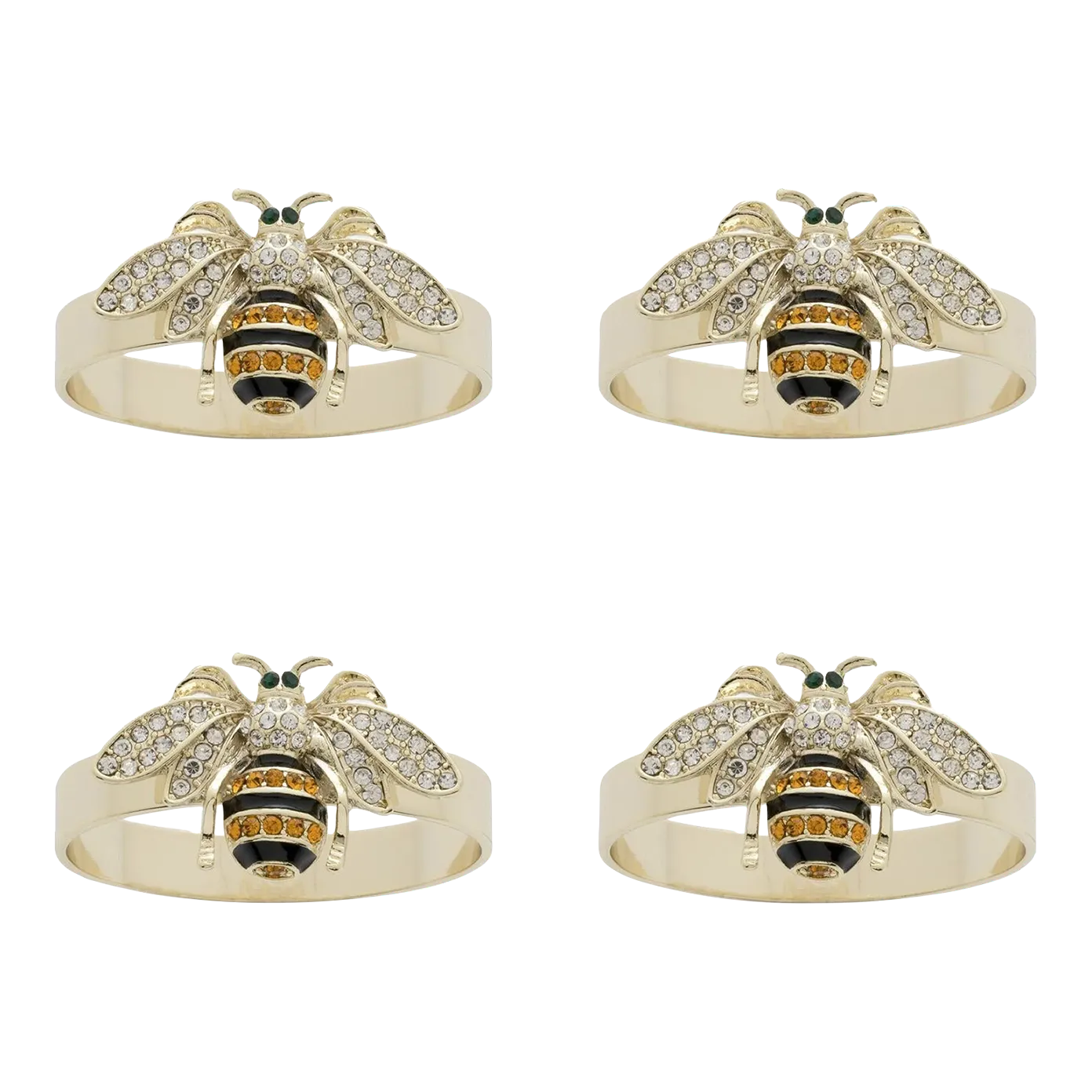 Skinny Stripey Bee Napkin Rings, Set of 4 | Chairish