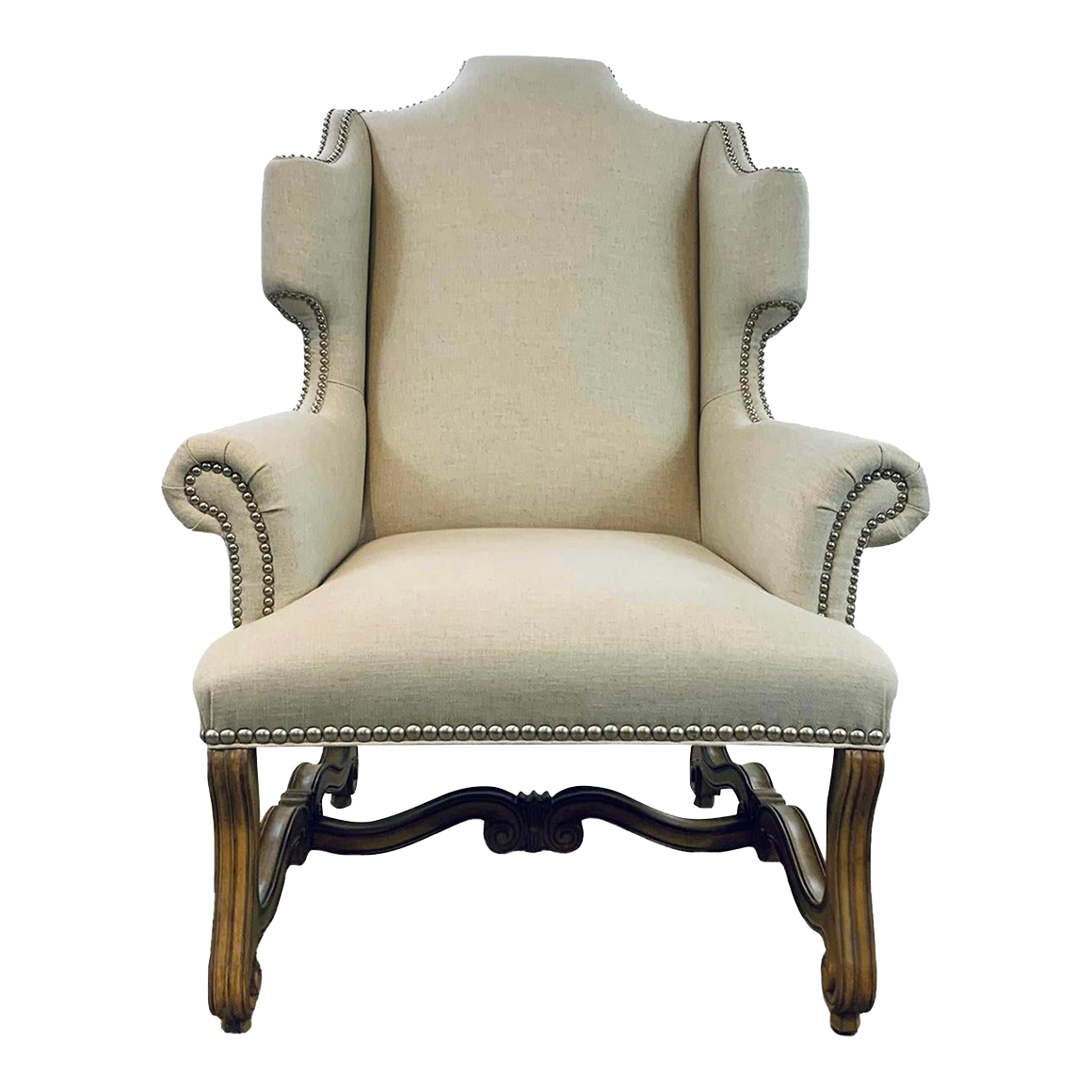 Caracole Transitional Beige Wing Chair | Chairish
