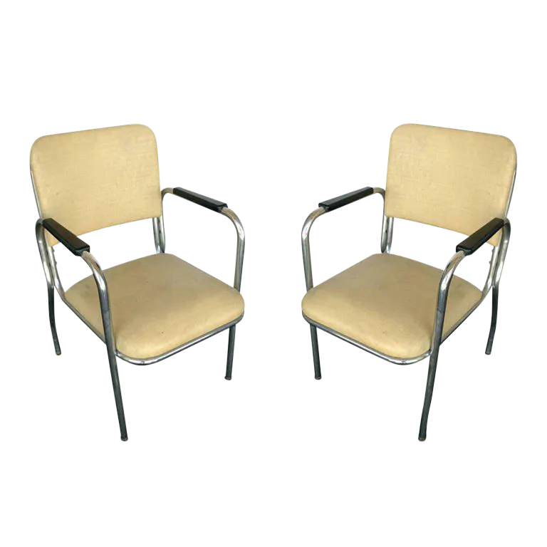 Chrome Round Tubular Armchair by Royal Metal- A Pair | Chairish