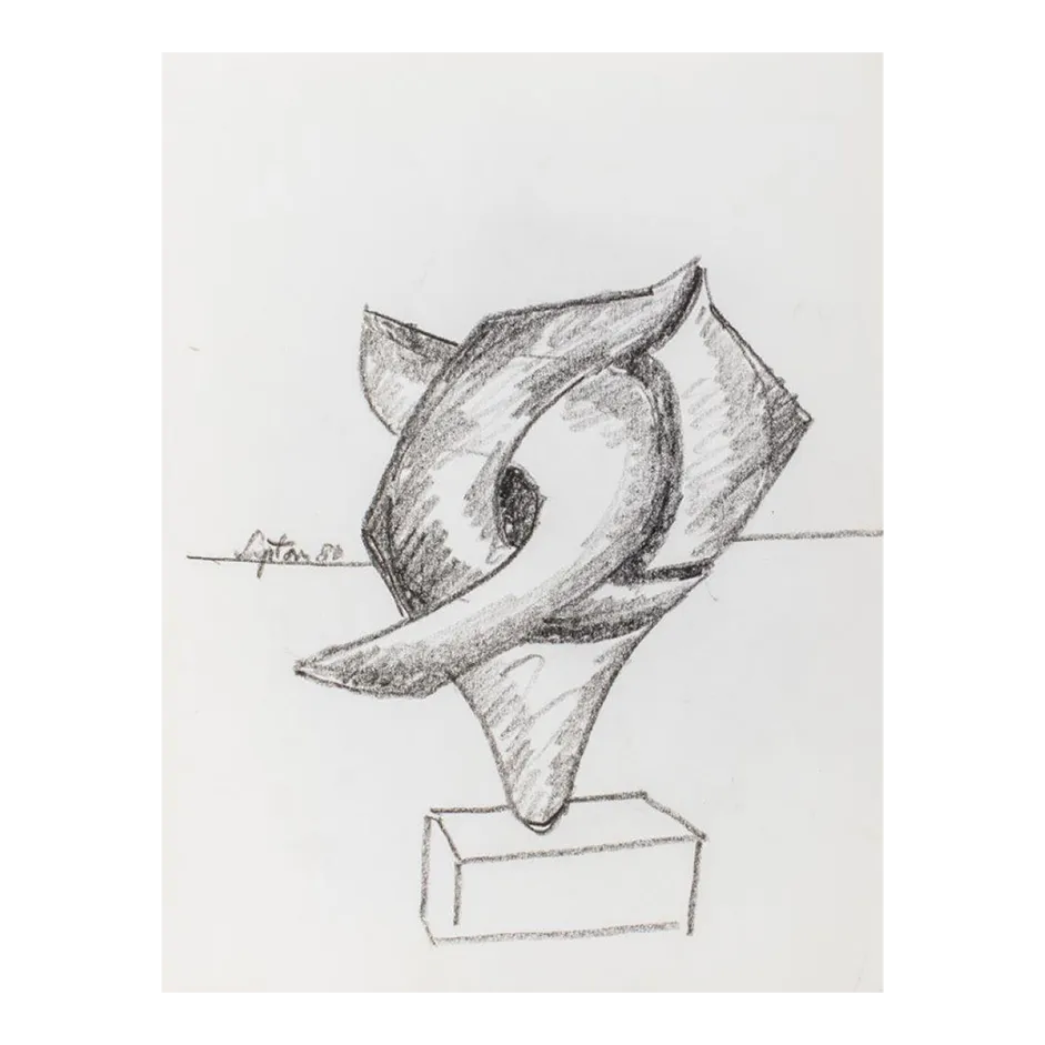 Seymour Lipton Sculpture Study Sketch, 1980 | Chairish