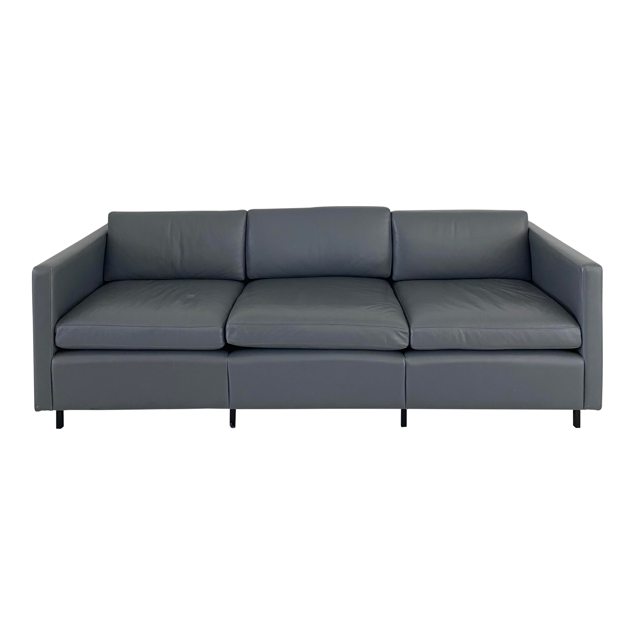 Minimalist Modernist Knoll Charles Pfister in Gray Leather Sofa | Chairish