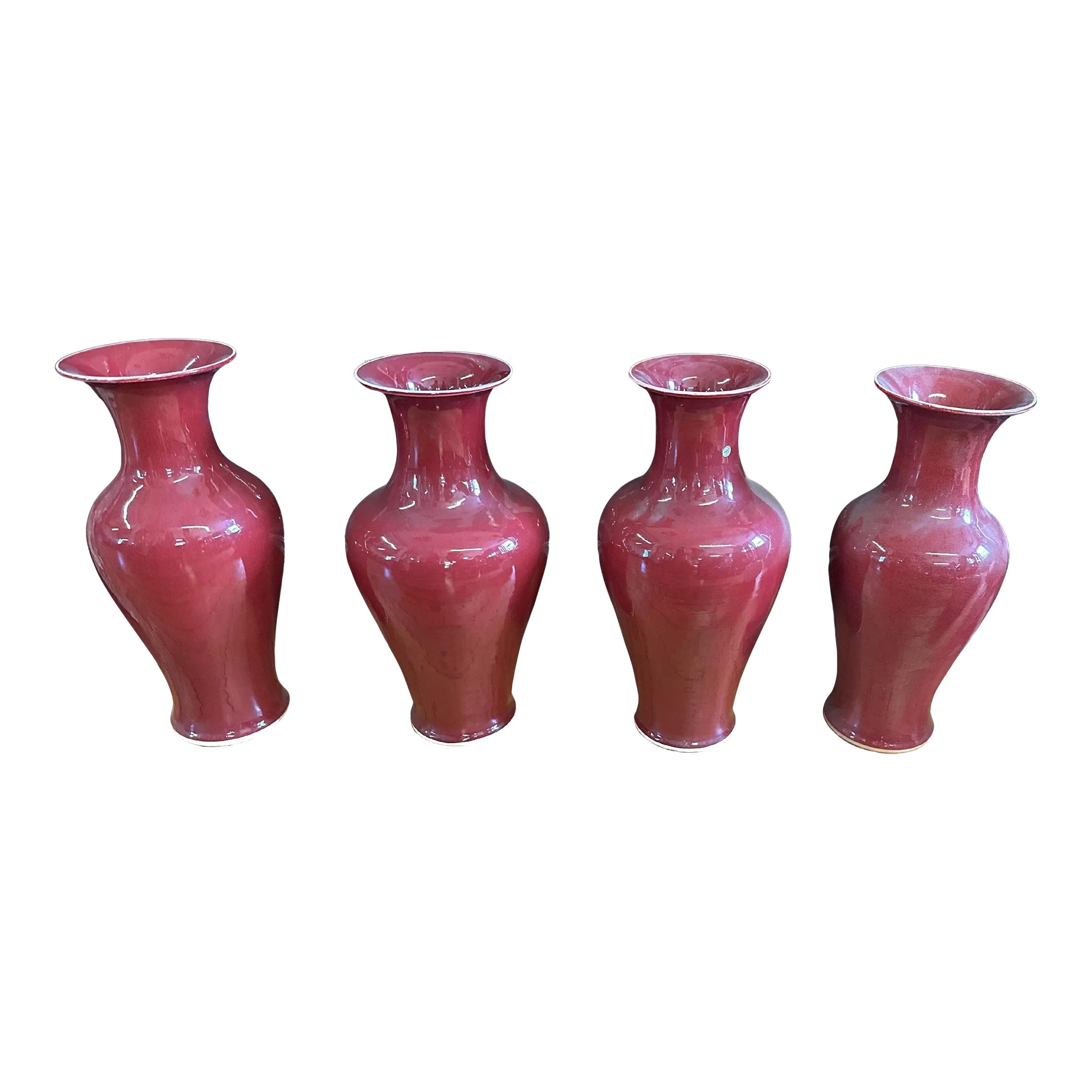 1980s Ox Blood Vases - Set of 4 | Chairish