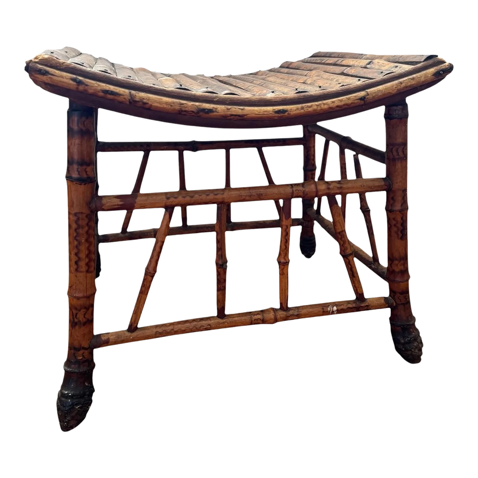 Antique English Tortoise Rattan Thebes Stool | Chairish