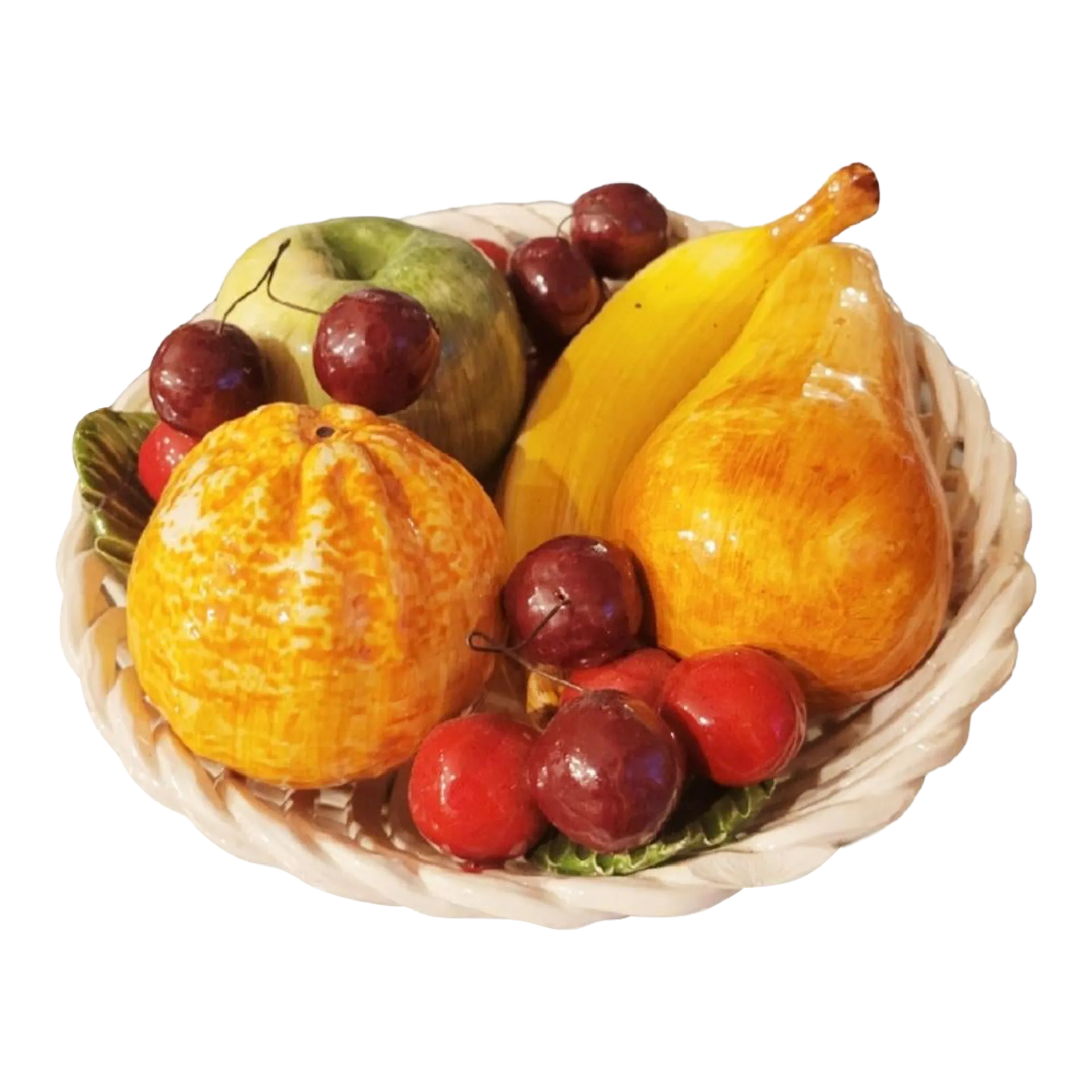 Vintage Ceramic Italian Fruit Cherry, Banana Pear Basket Decorative ...