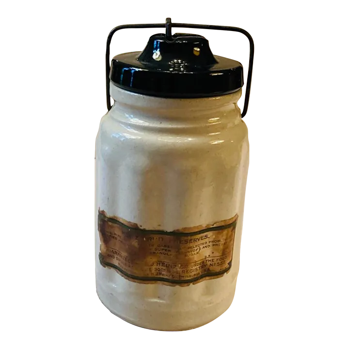 Antique American Glass Condiment Container With Glass Lid and Iron ...