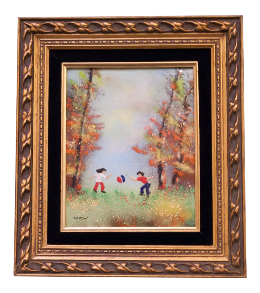 French Enamel on Copper Painting by Louis Cardin | Chairish
