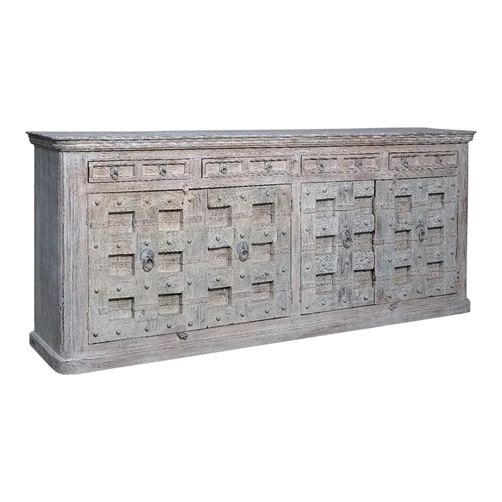 Solid Wood Extra Large Long Sideboard with 4 Doors & Drawers | Chairish