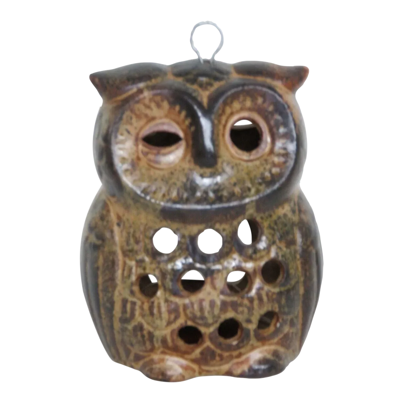 Ardco Style Ceramic Brown Owl Bird Double Sided Candle Holder Lantern ...