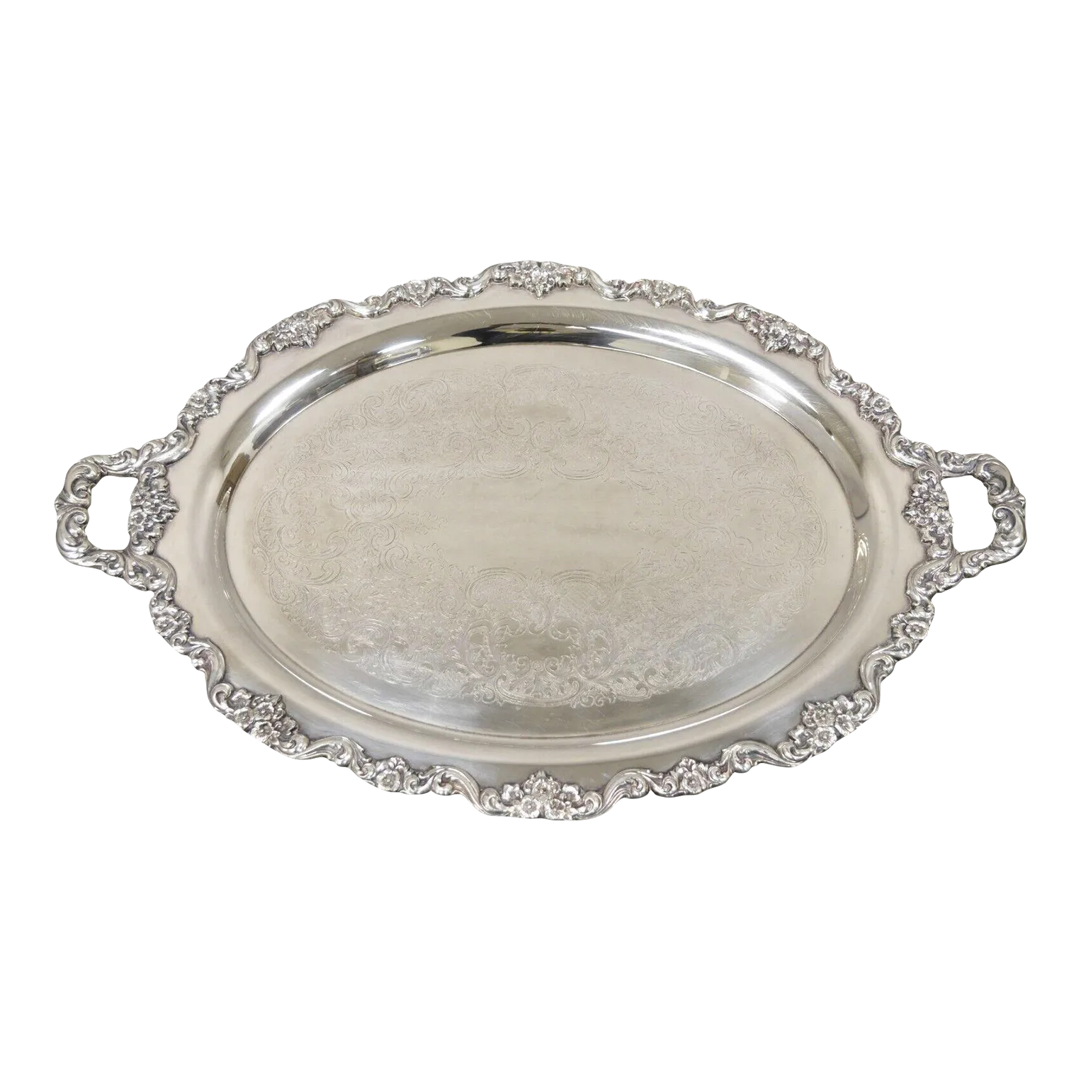 Vintage Poole Silver Co. Lancaster Rose Victorian Style Serving Platter ...