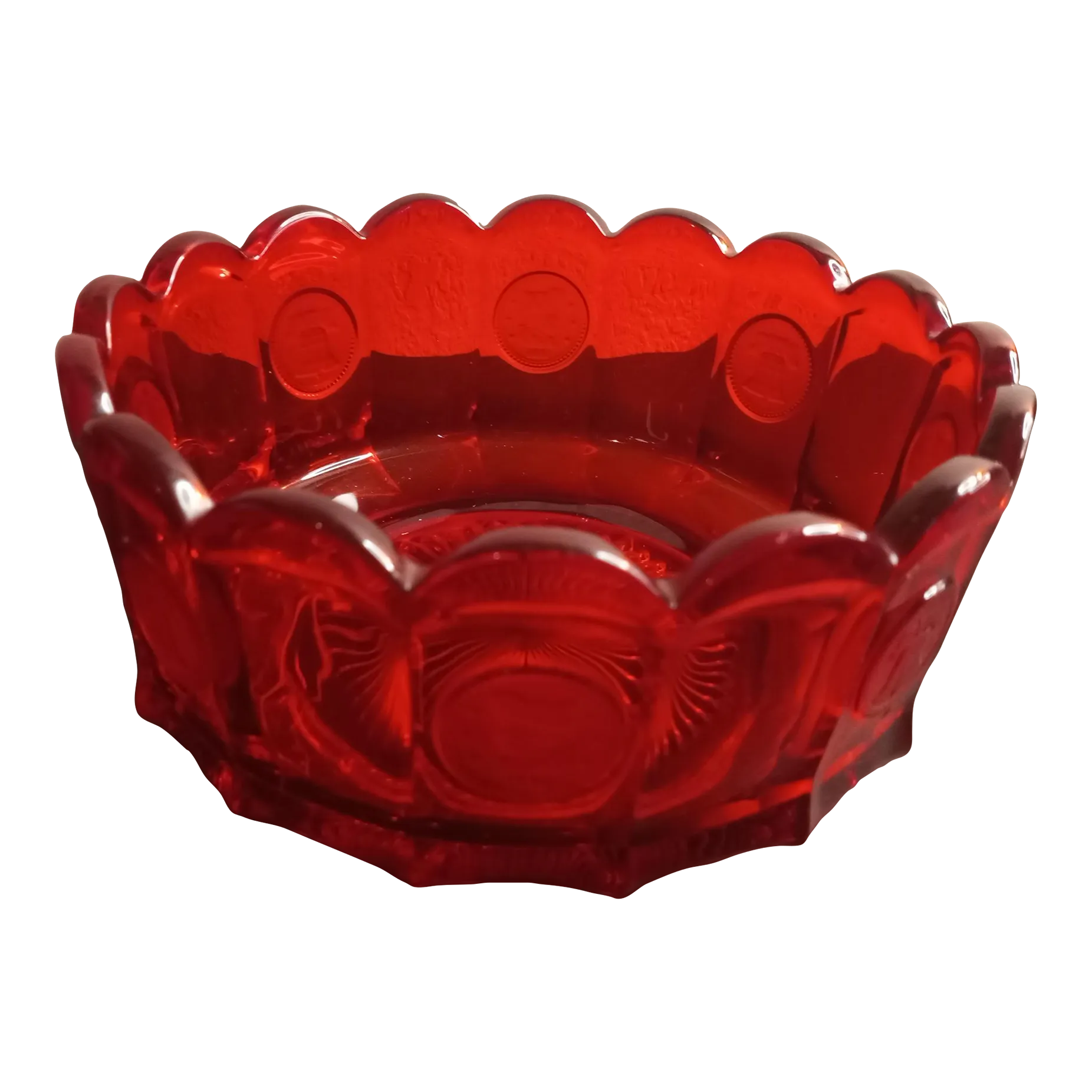 Vintage Fostoria Ruby Red Coin Glass Bowl | Chairish