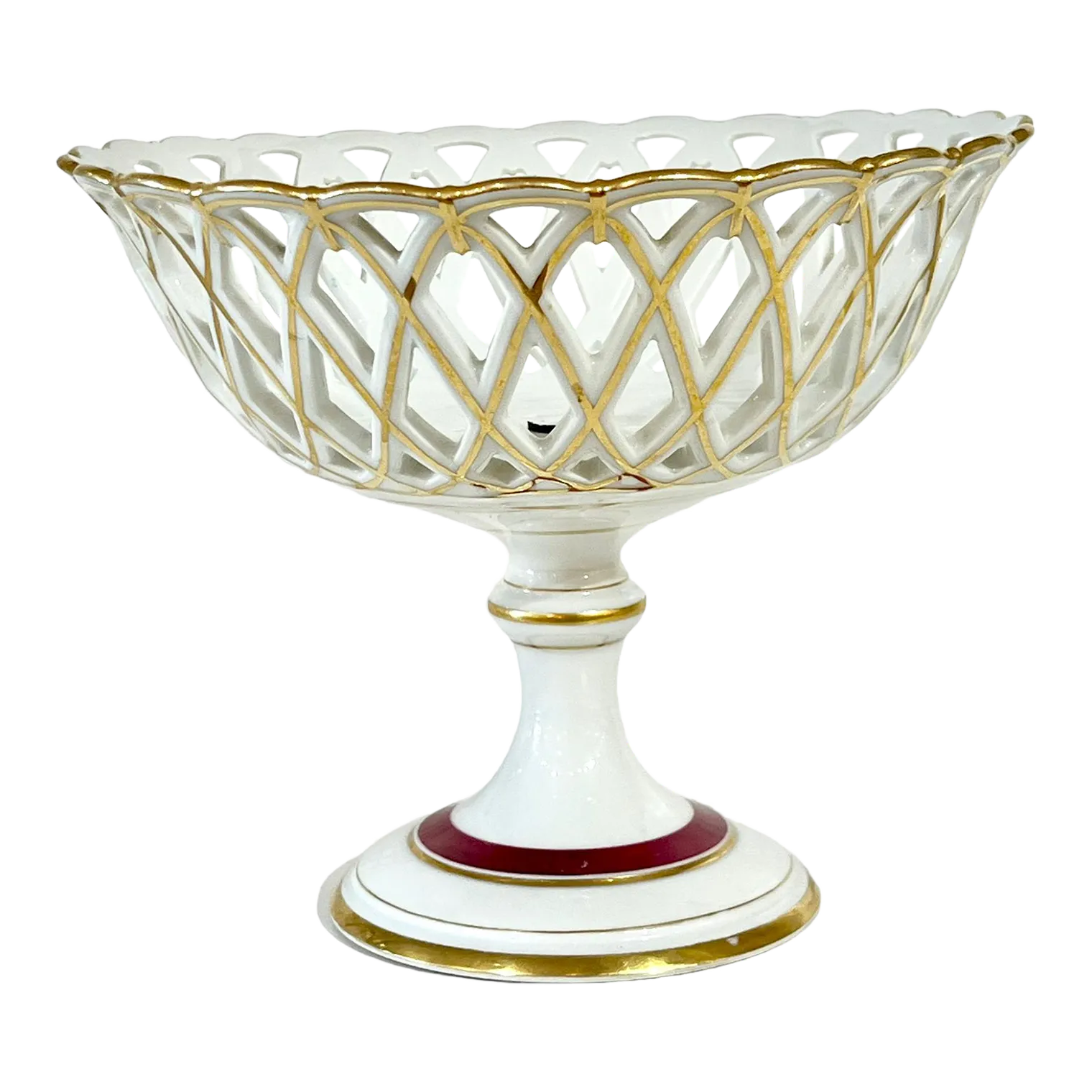 Early 20th Century Porcelaine De Paris White and Gilt Porcelain Compote ...