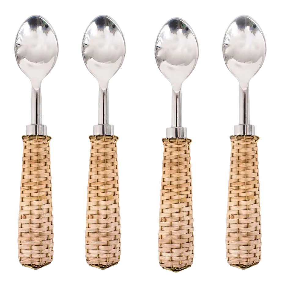 Basketweave Condiment Spoons, Set of 4 | Chairish