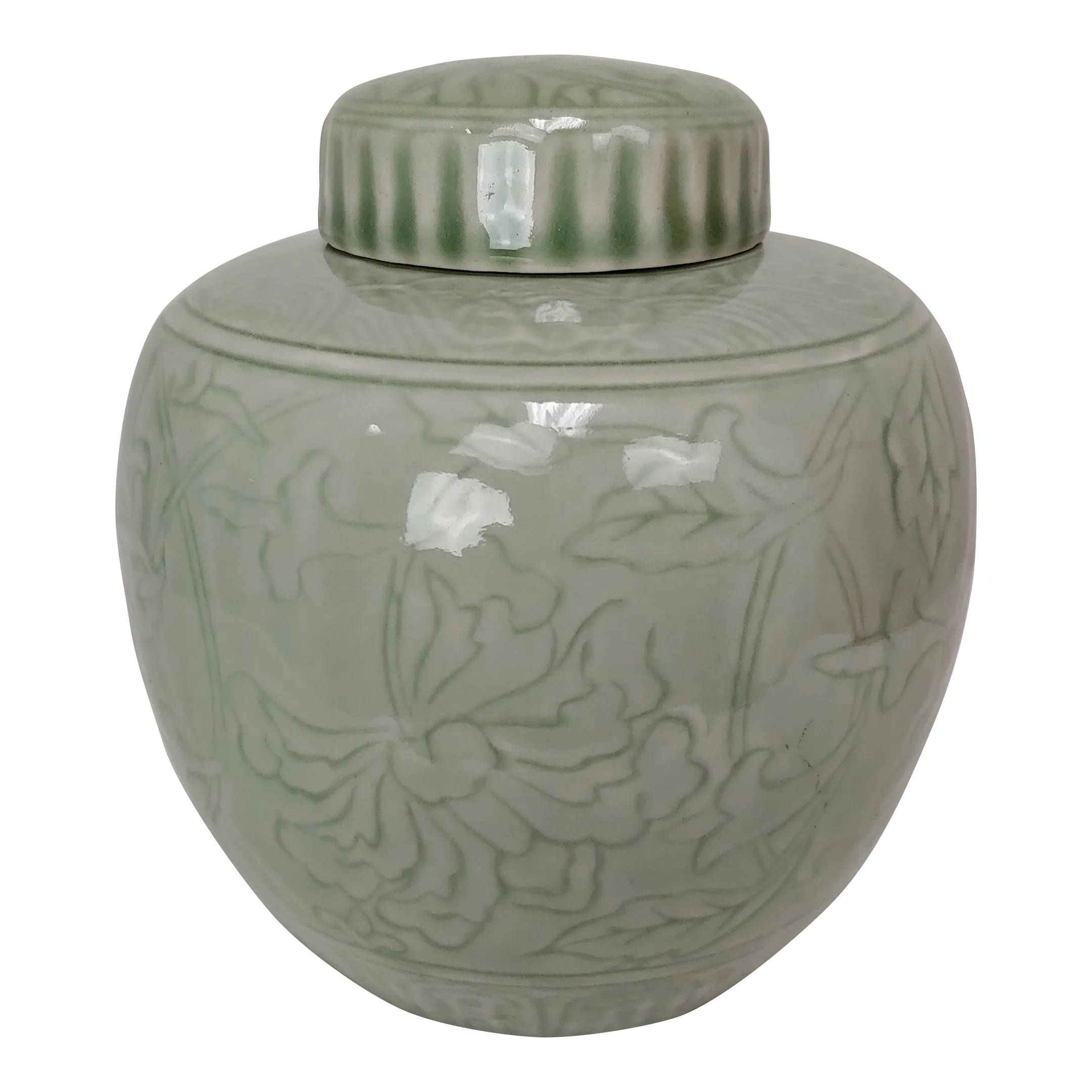 Vintage Andrea by Sadek Chinese Green Ginger Jar | Chairish