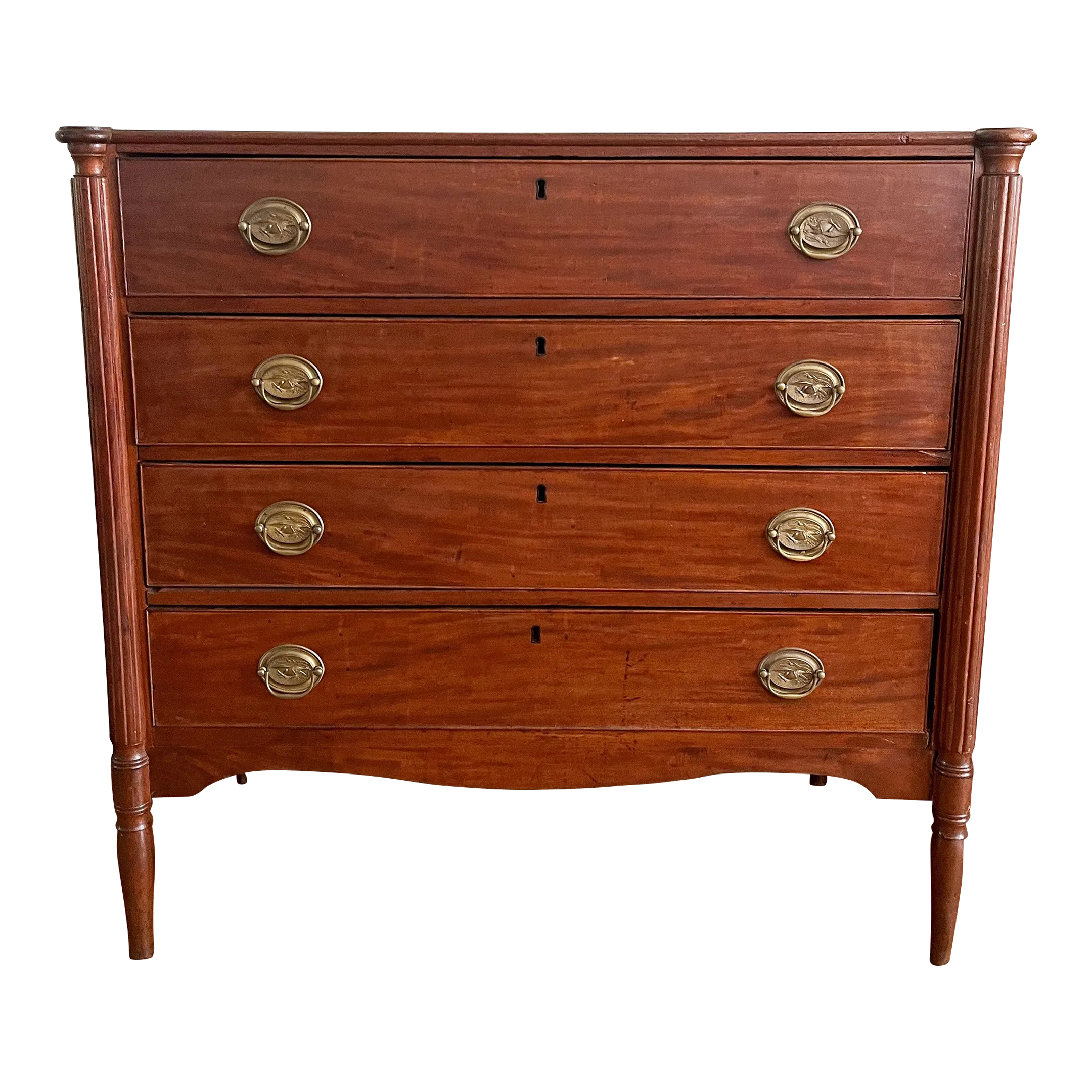 Early 19th Century Mahogany Sheraton Chest of Drawers | Chairish