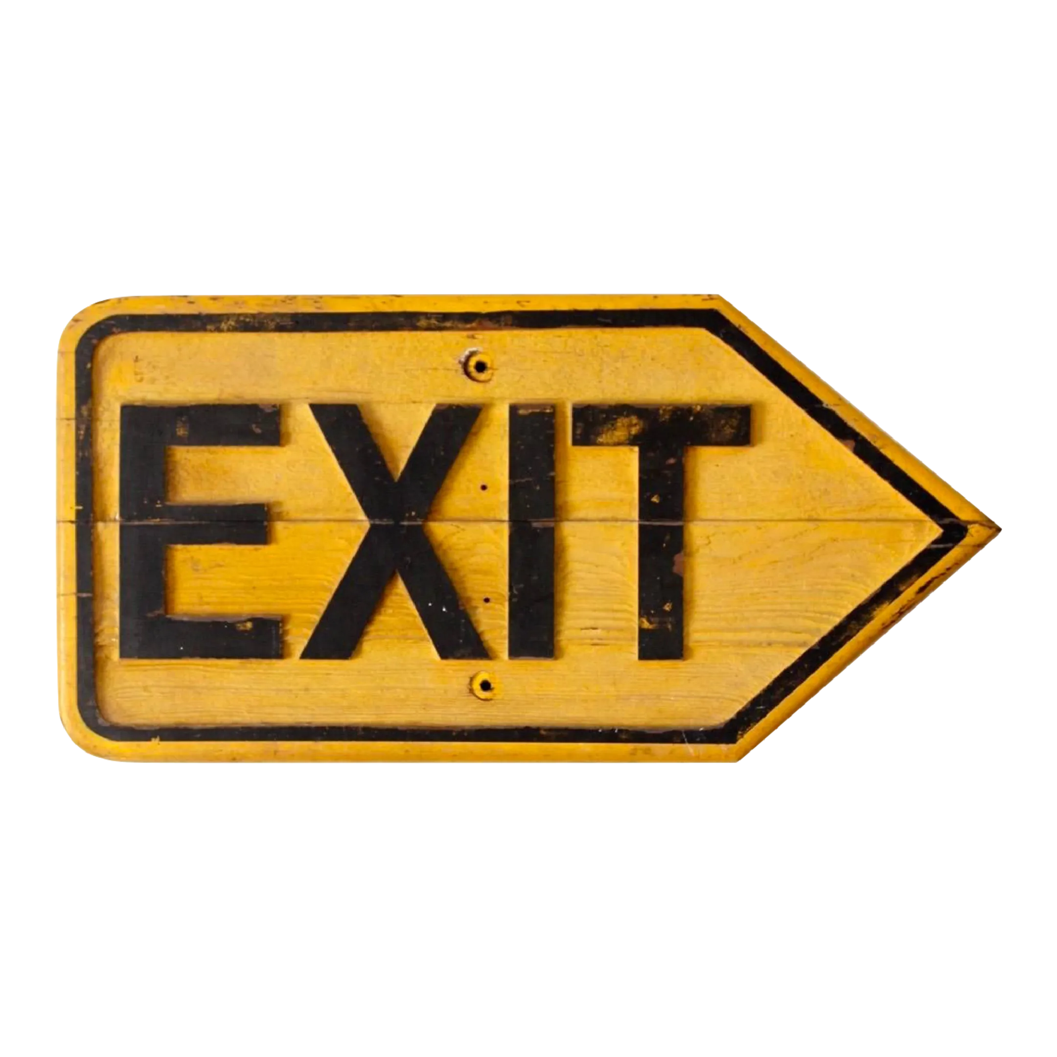 Vintage Rustic Wood Exit Sign | Chairish