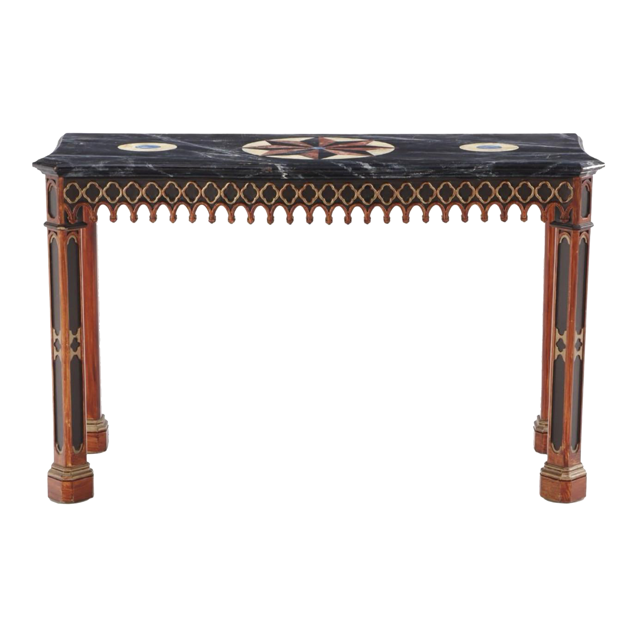Egyptian Revival Chippendale Style Console Table, Painted Faux Marble ...