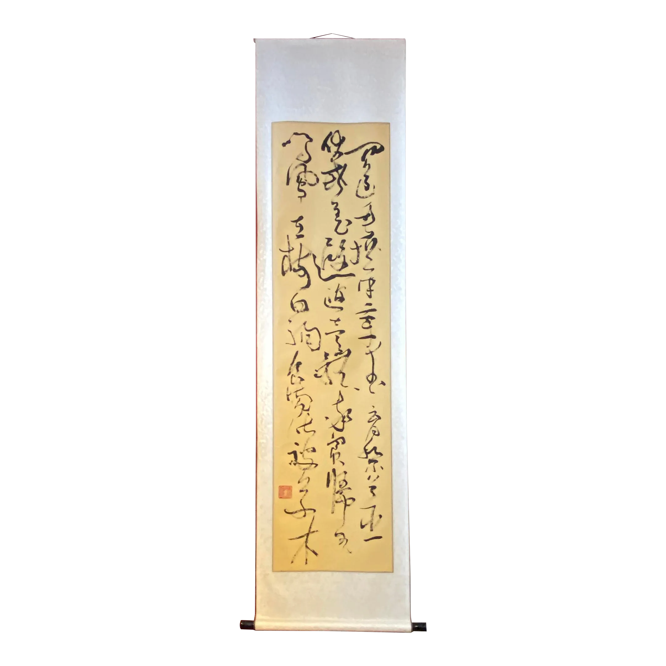 Chinese Calligraphy Ink Writing Scroll Painting Wall Art | Chairish
