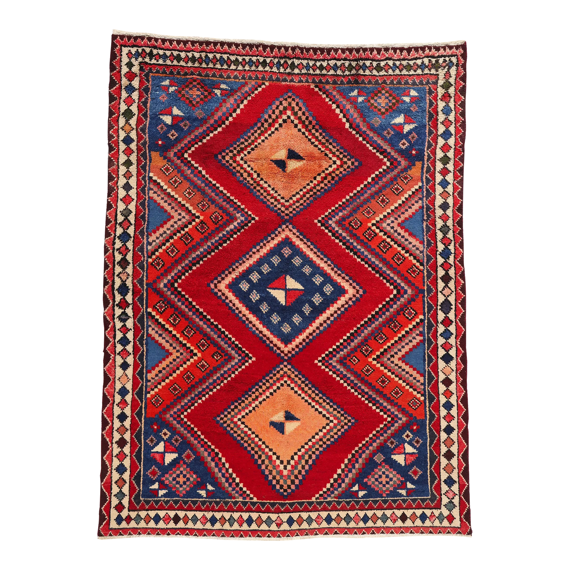 Vintage Persian Lori Diamond Medallion Rug - 06'06 X 08'10 | Chairish